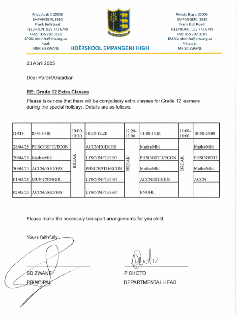 Grade 12 Extra Classes | PDF