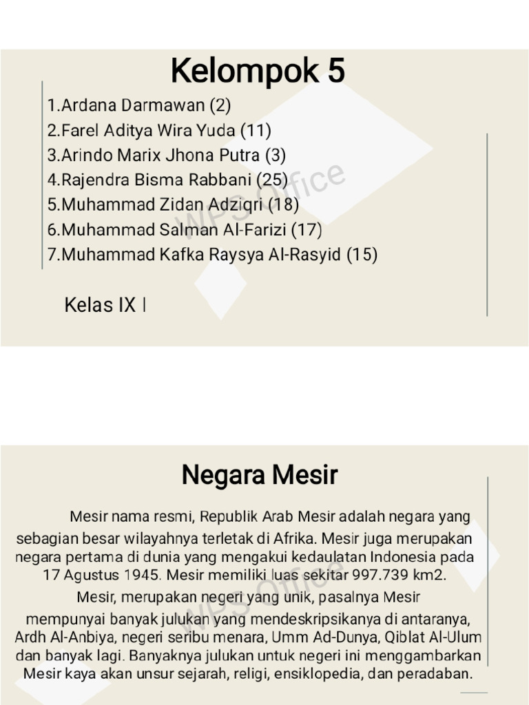 Kelompok 5 (Negara Mesir) - (IX I) | PDF