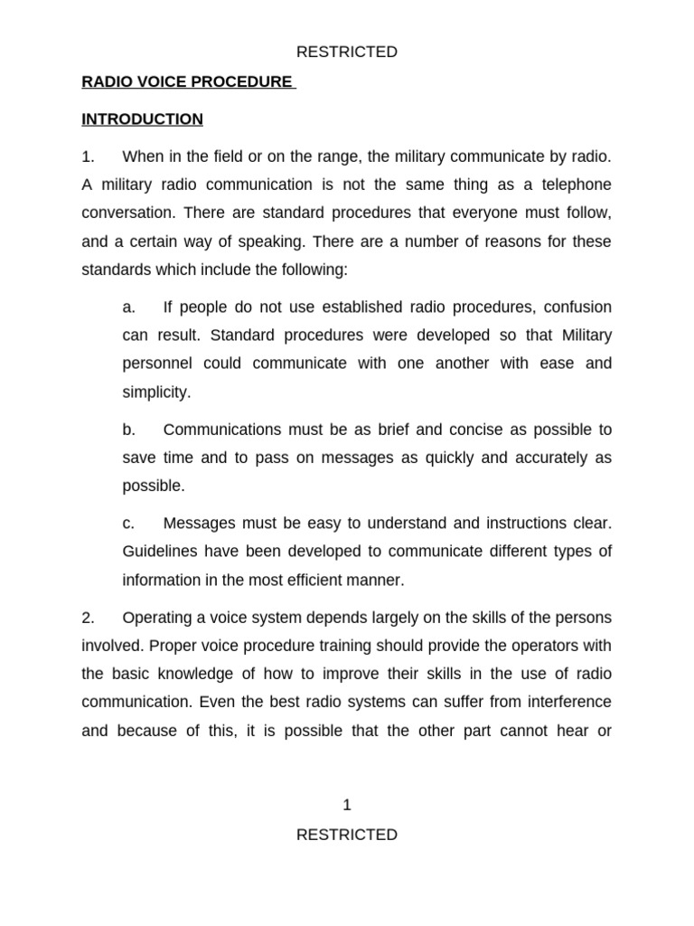 Radio Voice Procedure TRG 441 | PDF | Human Communication | Service Industries