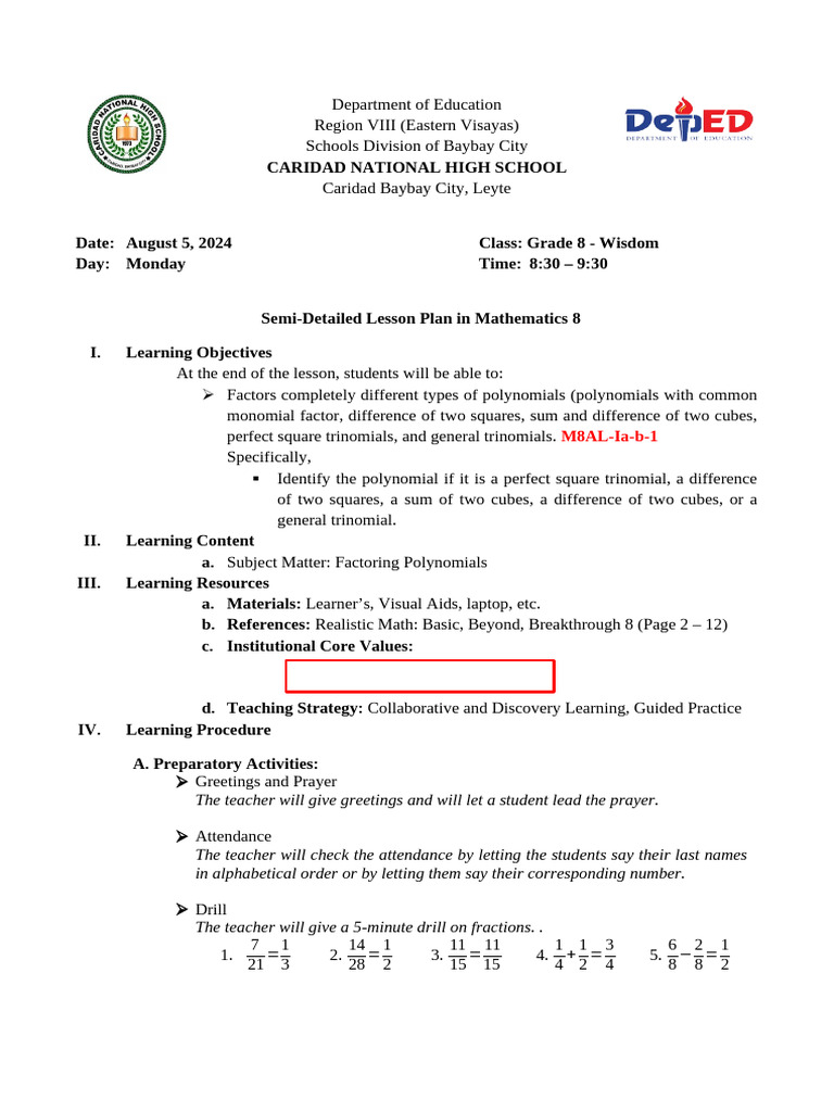 Quarter 4 - Week 0 - Day 2 - Grade 10 | PDF | Probability | Learning