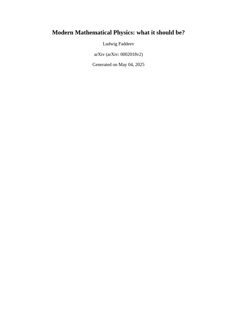 Modern Mathematical Physics What It Should Be | PDF | Gauge Theory ...