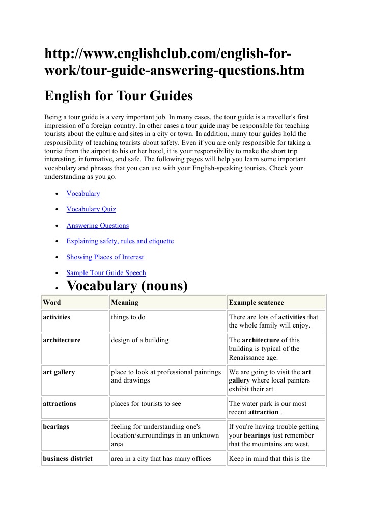 Essential English for Tour Guides | PDF | Postcard | Retail