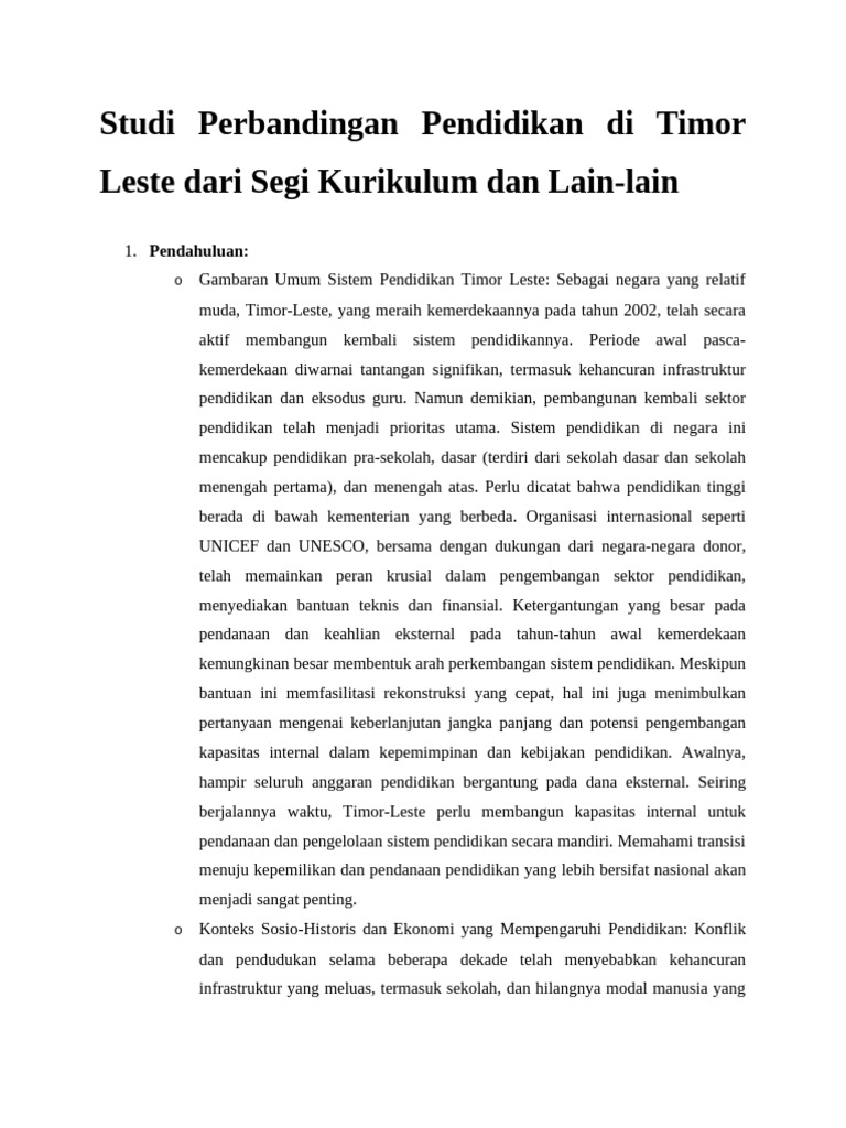 Pendidikan di Timor Leste: Analisis Kurikulum | PDF