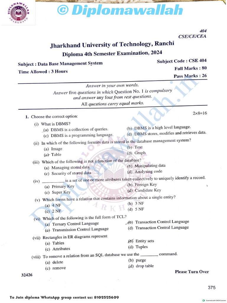 DBMS 2022 (Pyq) | PDF