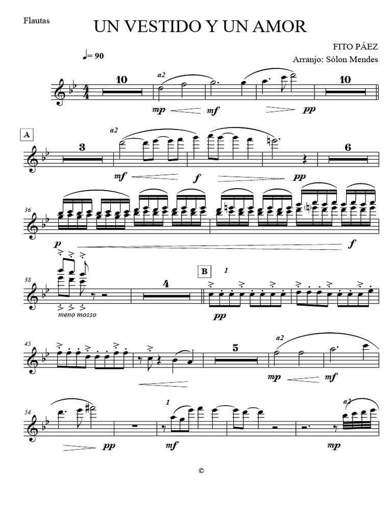 Partitura: Un vestido y un amor | PDF