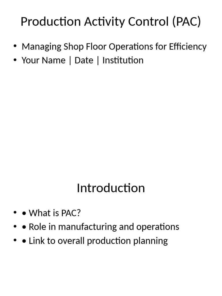 Production Activity Control Presentation | PDF