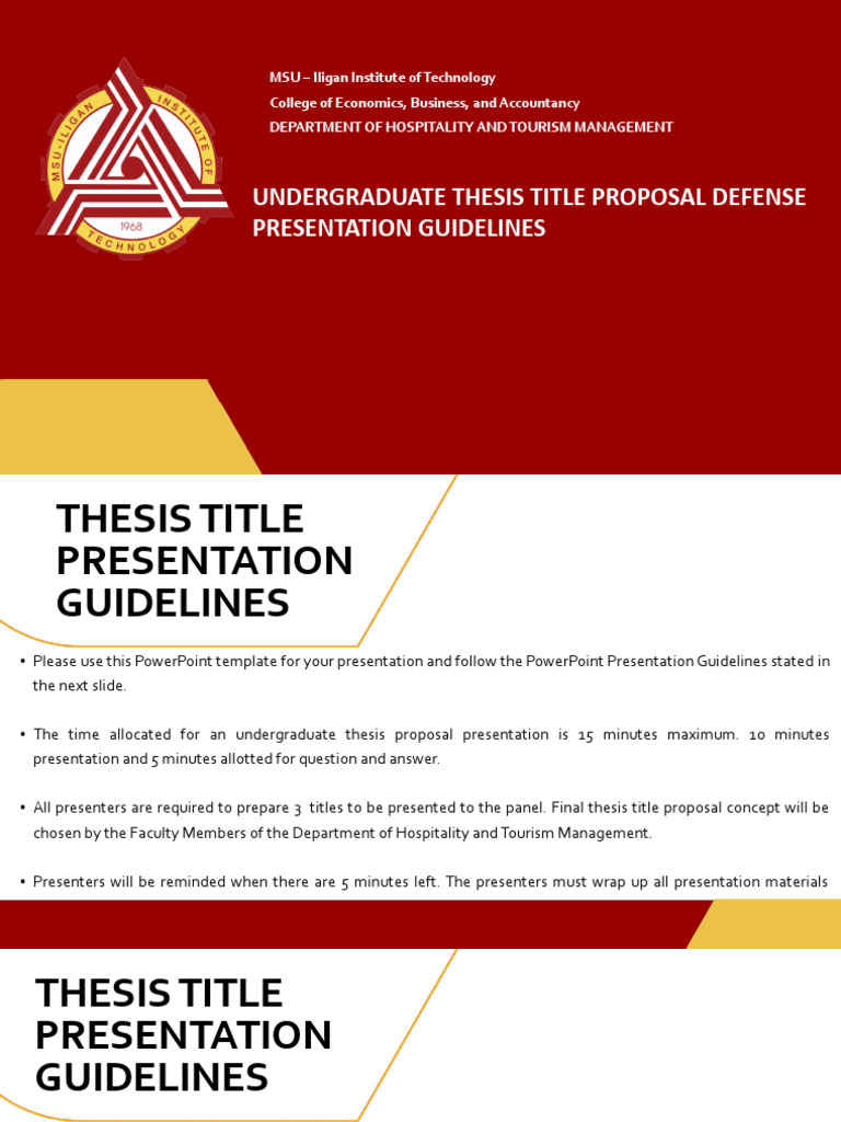 Undergraduate Thesis Title Proposal Defense Presentation Guidelines | PDF