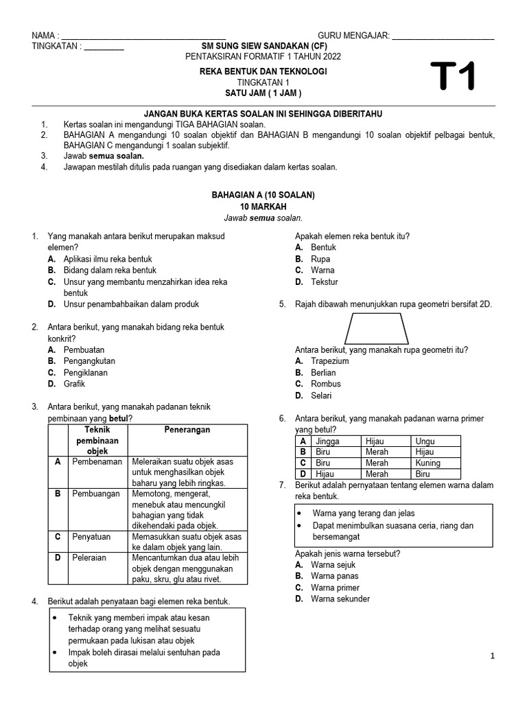 PF1 2022_RBT T1 | PDF