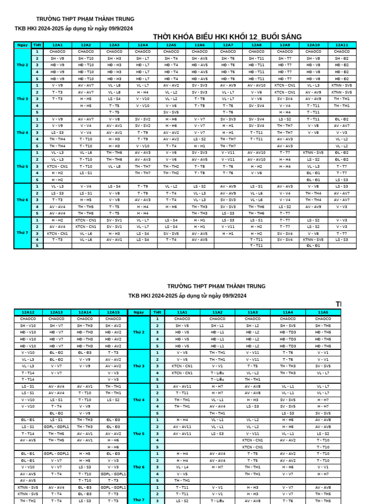 L1 - Áp D NG 09.9.2024 - TKB - Hki - 2024-2025 | PDF