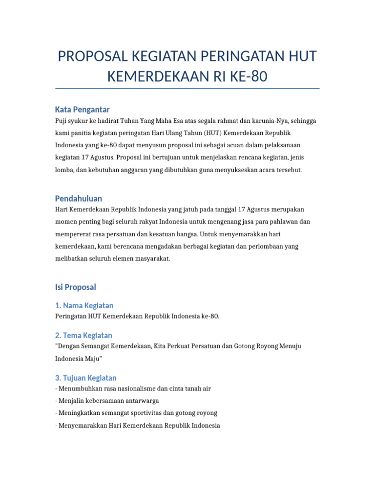 Proposal Kegiatan 17 Agustusan | PDF
