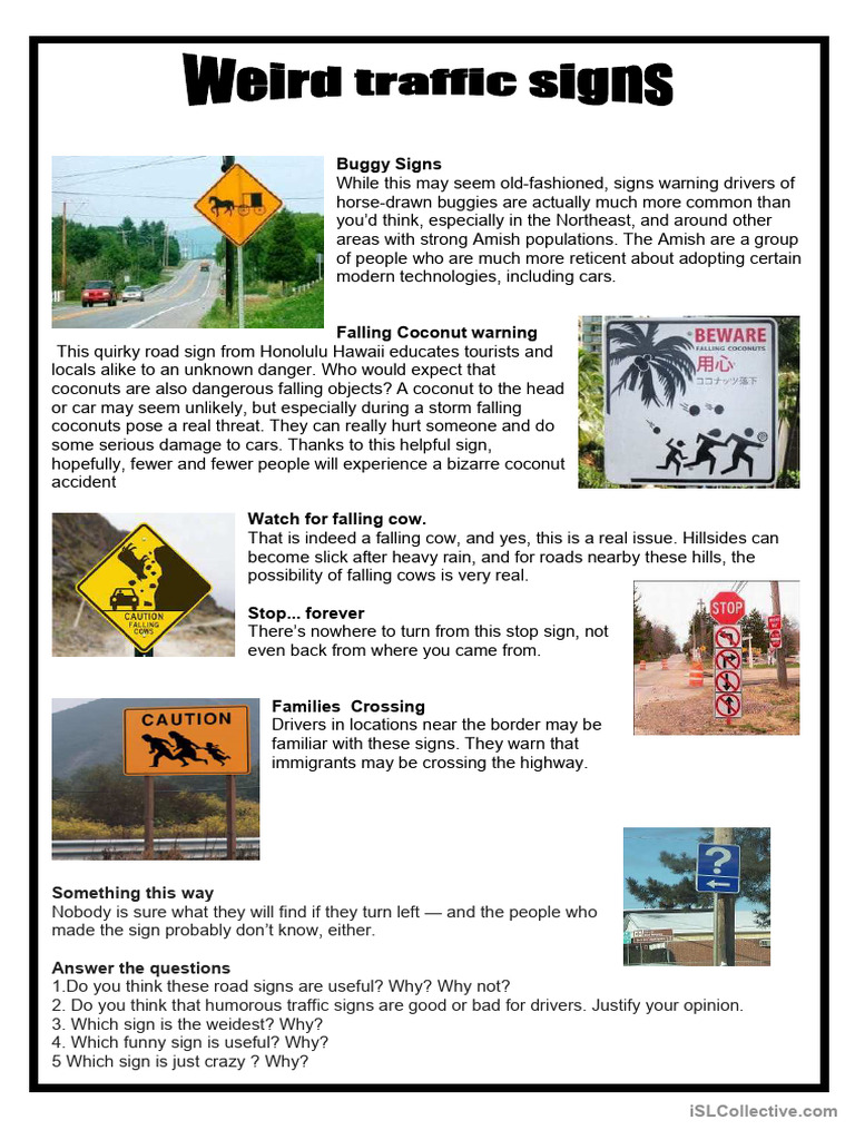 Weird traffic signs reading | PDF | Traffic | Transport Infrastructure