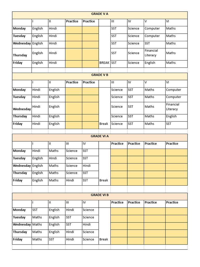 1727947278822_Revised_Class_Time_Table_Grades_VVIII (1) | PDF