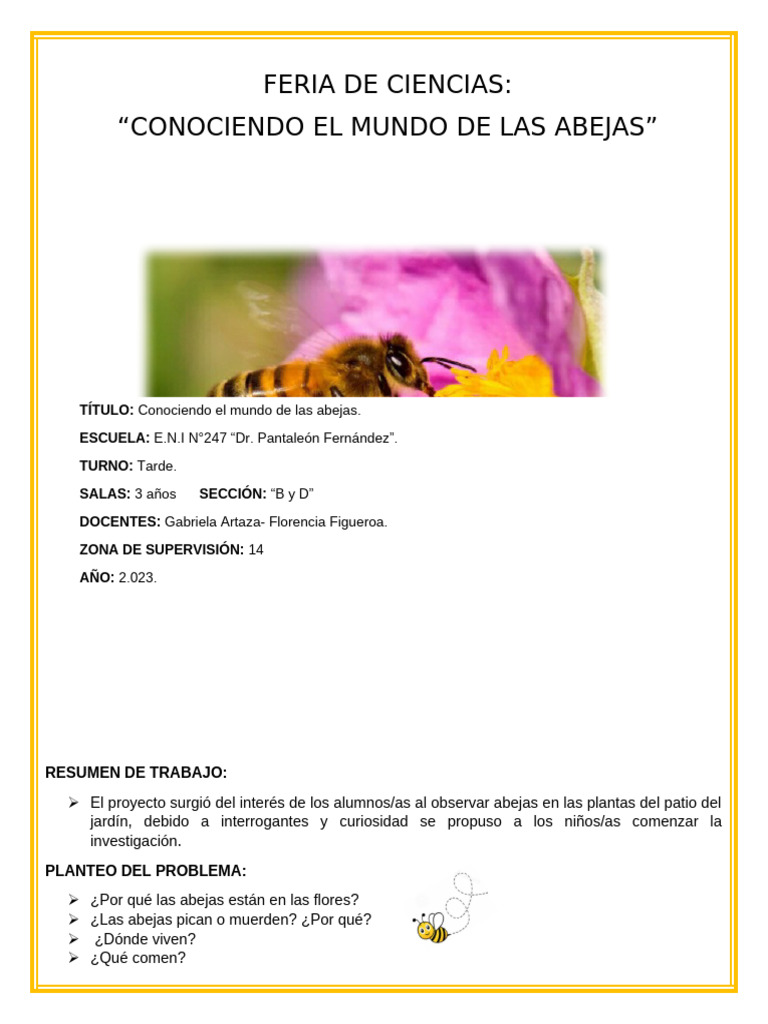 Proyecto Educativo: Las Abejas en 3 Años | PDF | Abejas