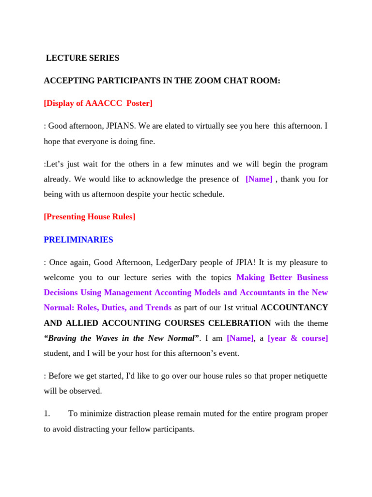 SCRIPT - Accountancy Week 2022 | PDF