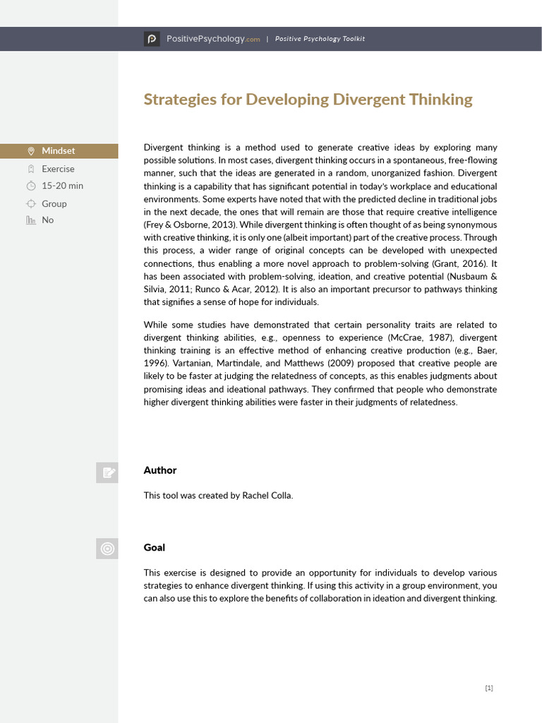 Strategies For Developing Divergent Thinking 1 | PDF | Creativity | Thought