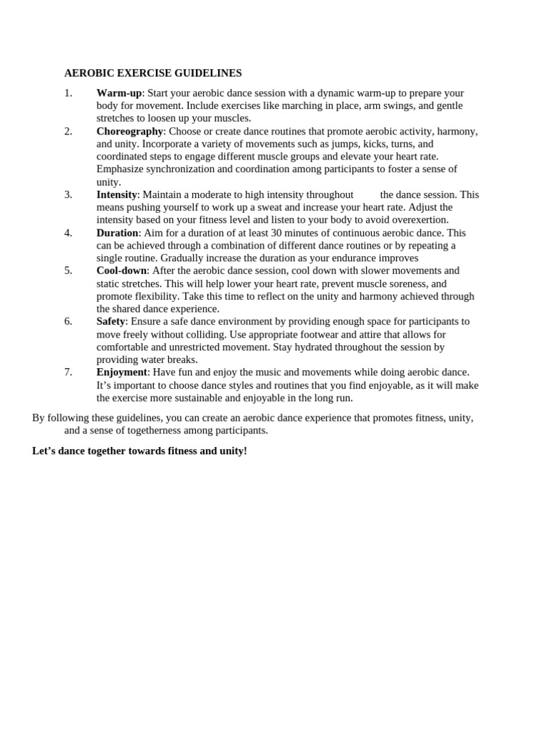 Aerobic Exercise Guidelines | PDF