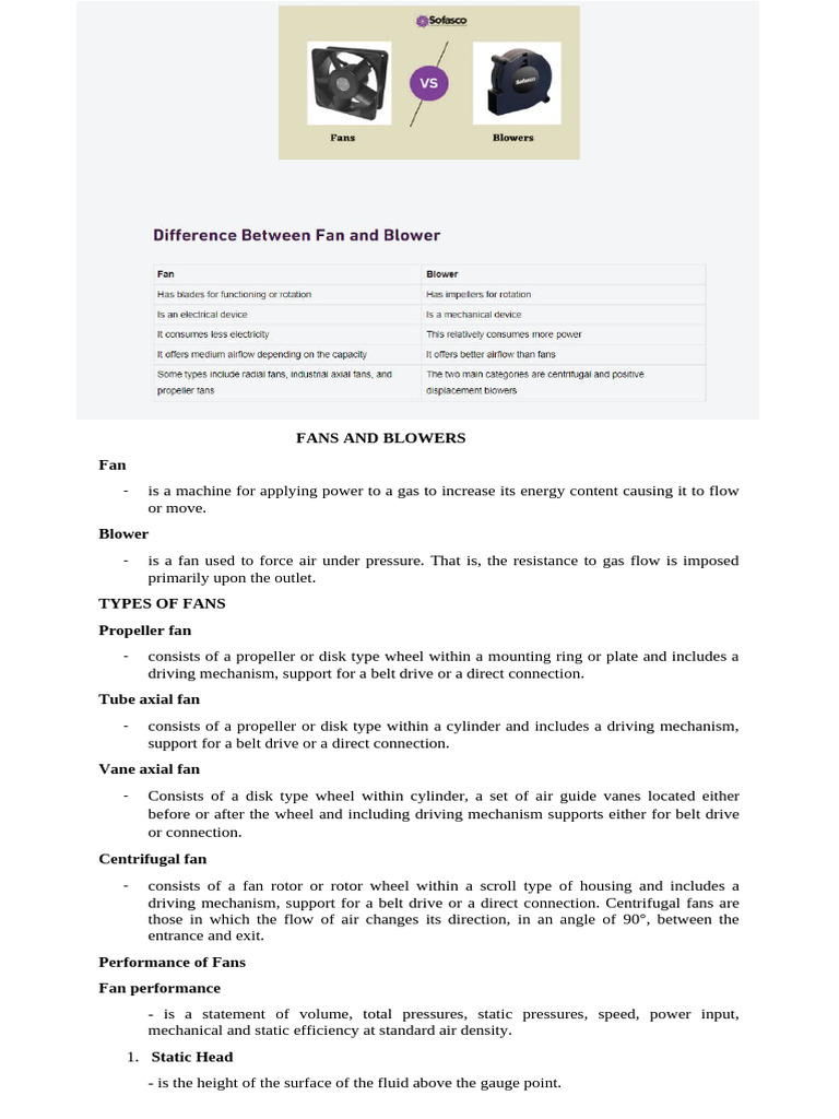 Final FANS AND BLOWERS STUDENTS | PDF | Pressure | Gases