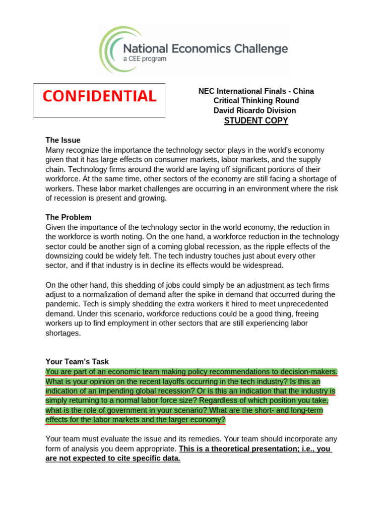 Critical Thinking Case Sample | PDF | Layoff | Economies