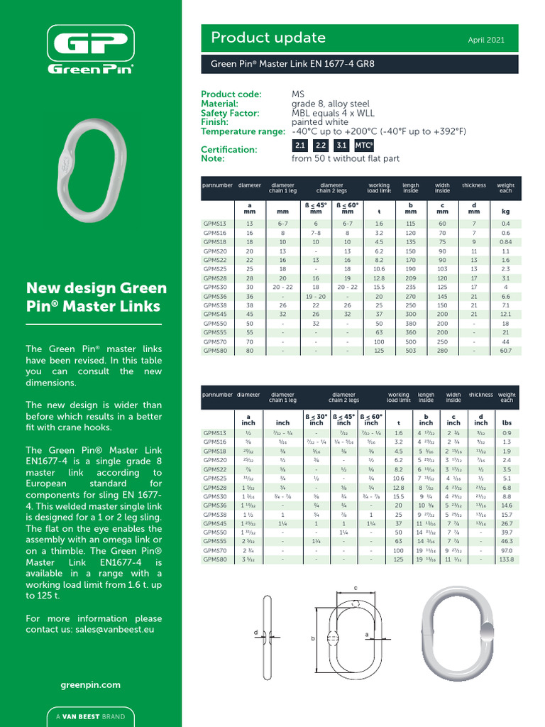 Green Pin® Master Link Update EN 1677-4 | PDF | Mechanical Engineering