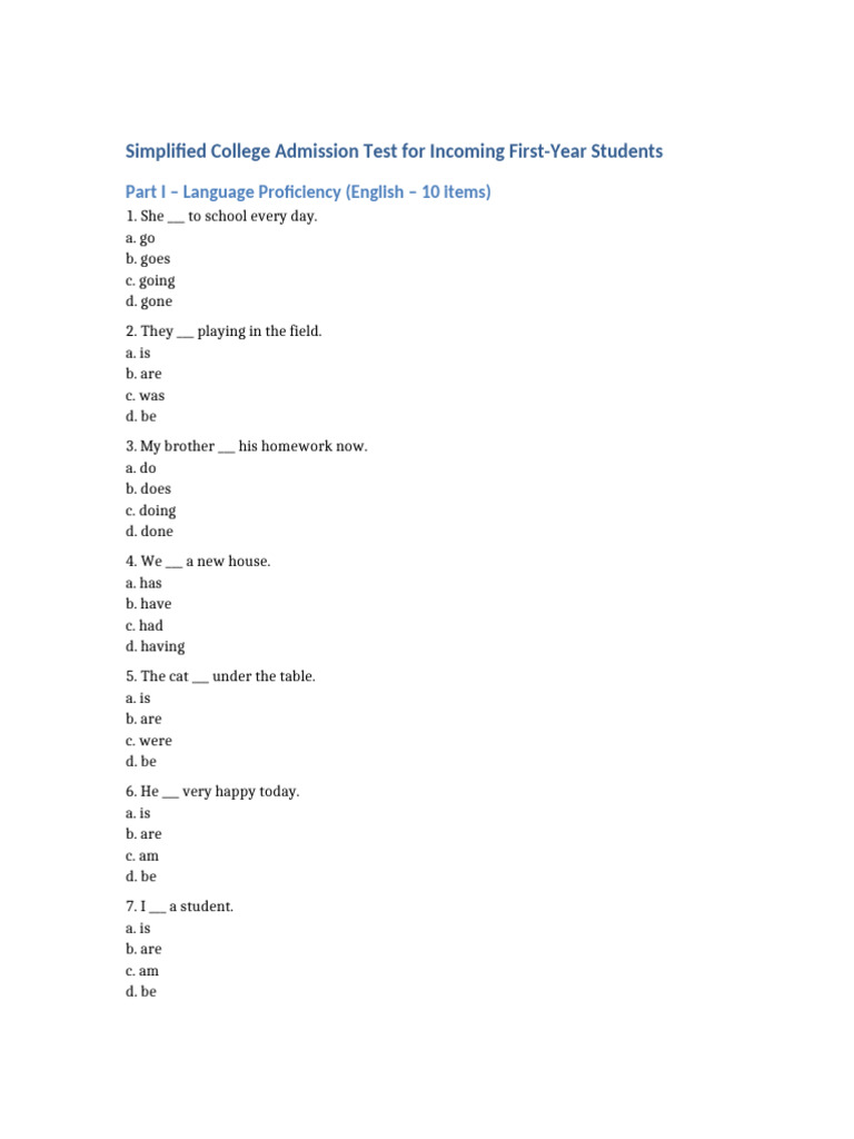 Simplified College Admission Test | PDF