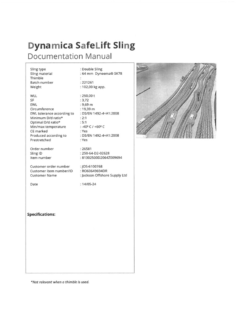 Dynamica Safelift Sling (Synthetic) | PDF