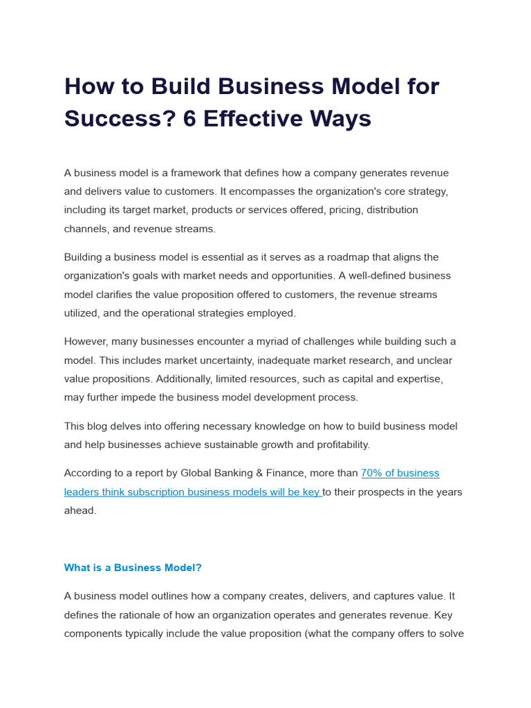 A Business Model Is A Framework That Defines How A Company Generates ...