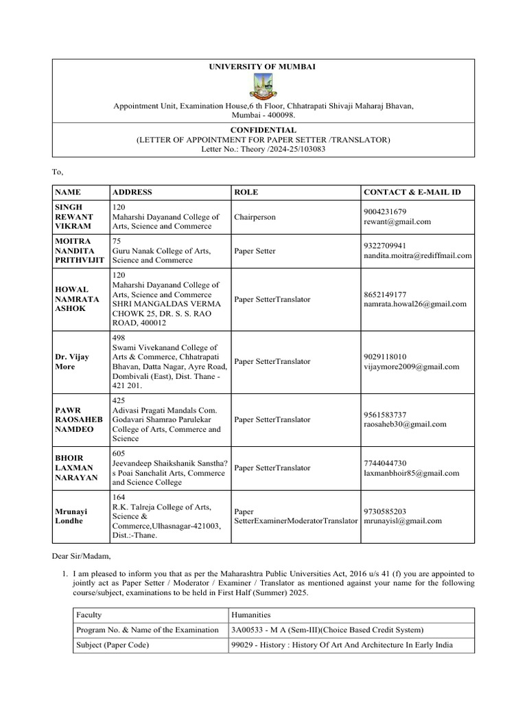 FL Appointment Letter 103083 | PDF