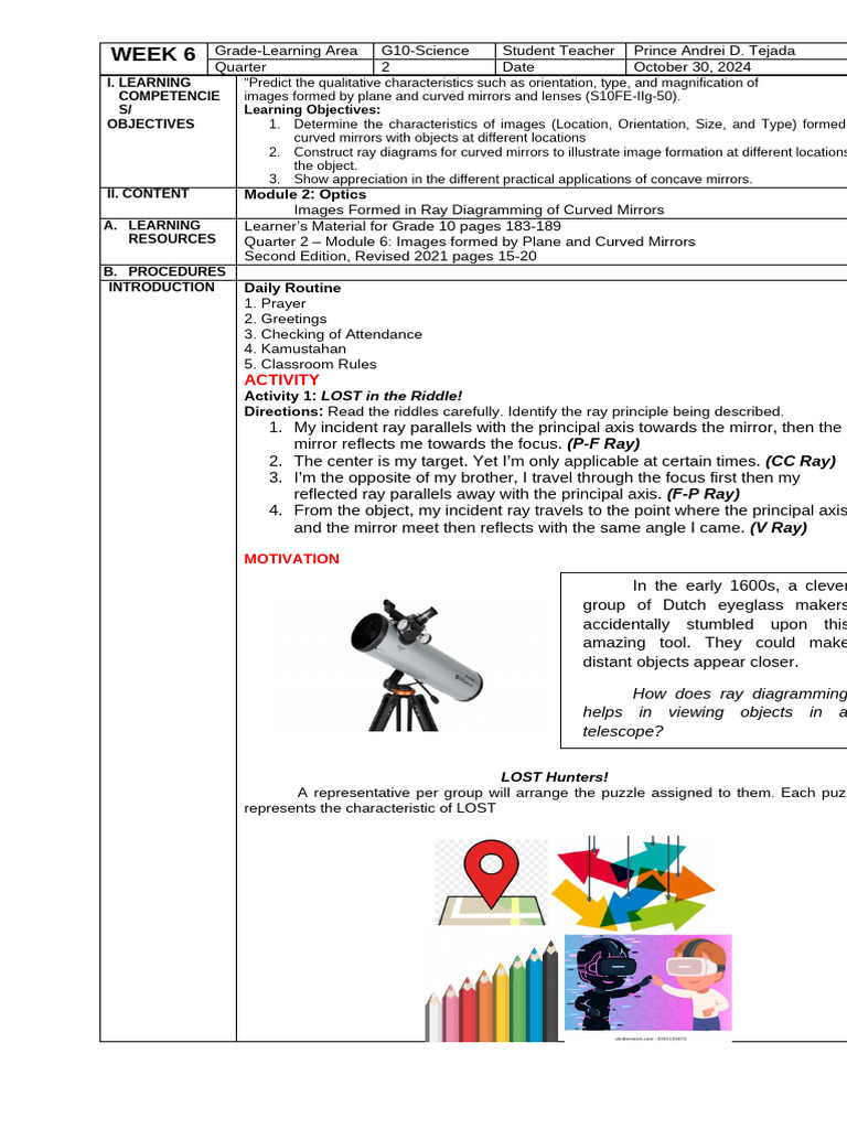 Q2-L2-Images Formed in Curved Mirrors | PDF | Mirror | Optics