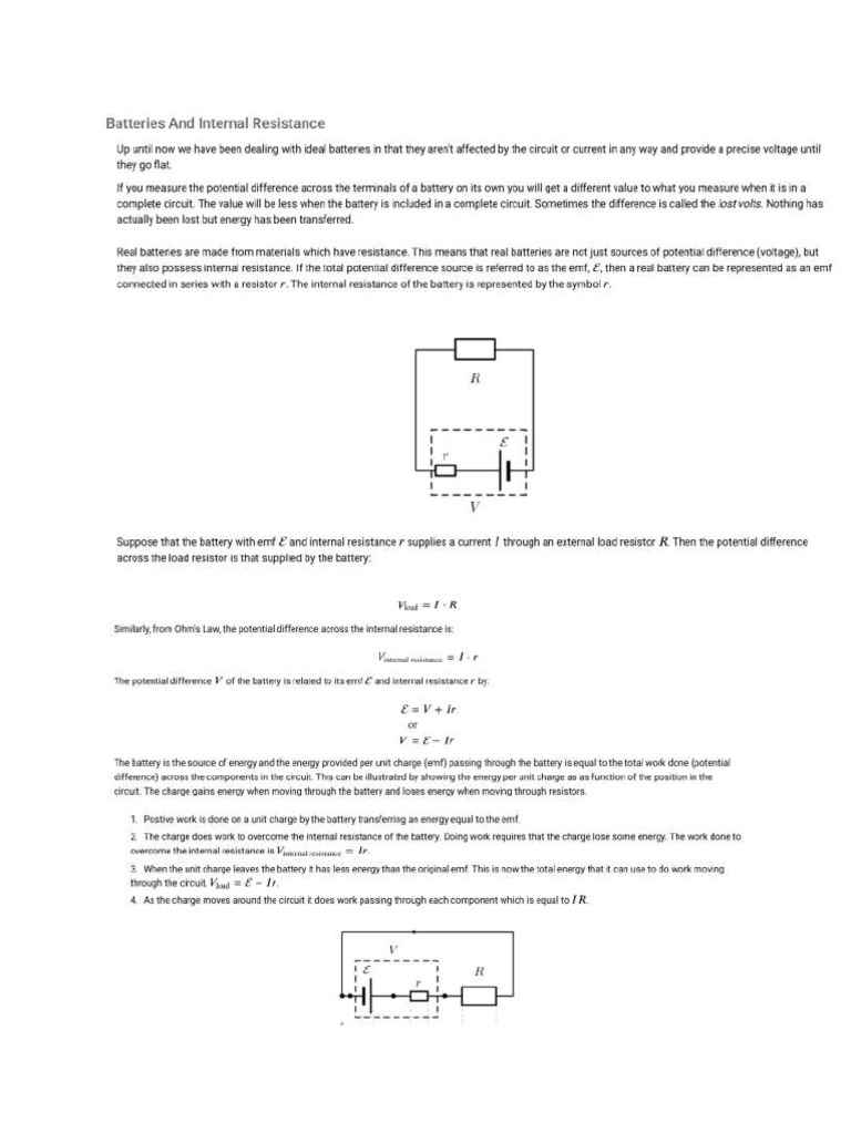 Batteries and Internal Resistance | PDF