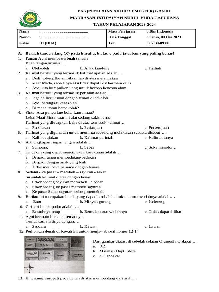 Soal BHS Indo KLS 2 | PDF