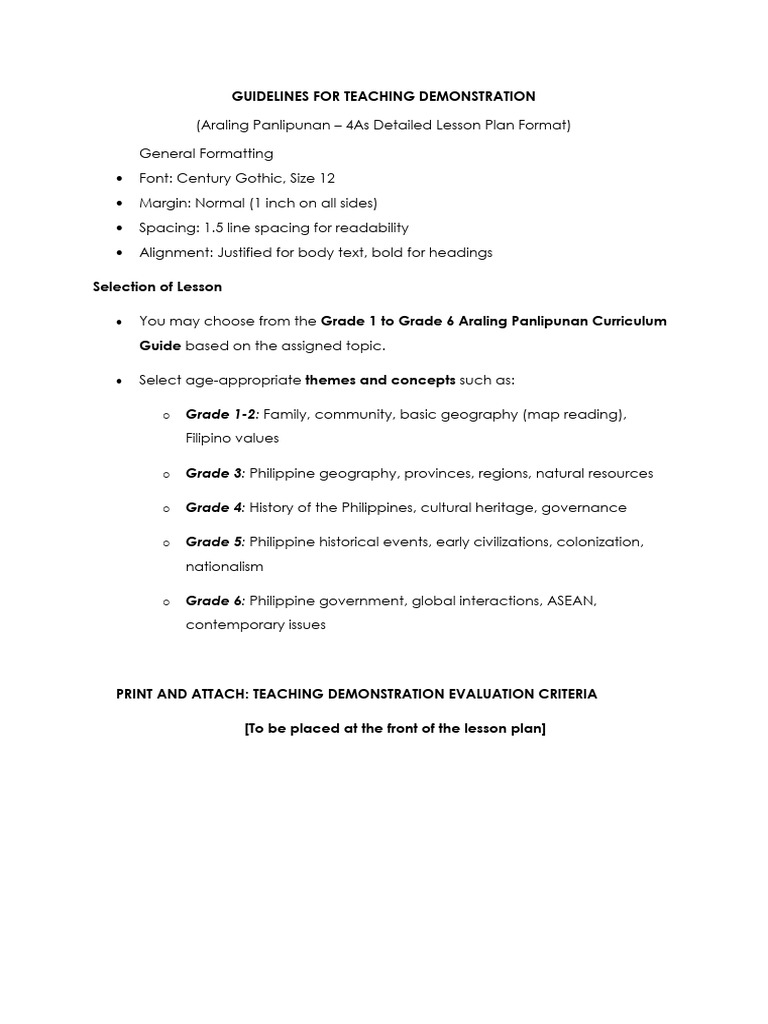 Guidelines For Teaching Demonstration | PDF | Lesson Plan | Learning