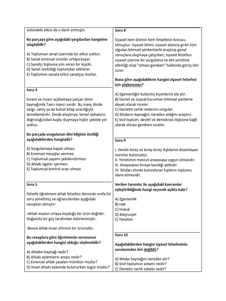Felsefe Sorular-3 | PDF