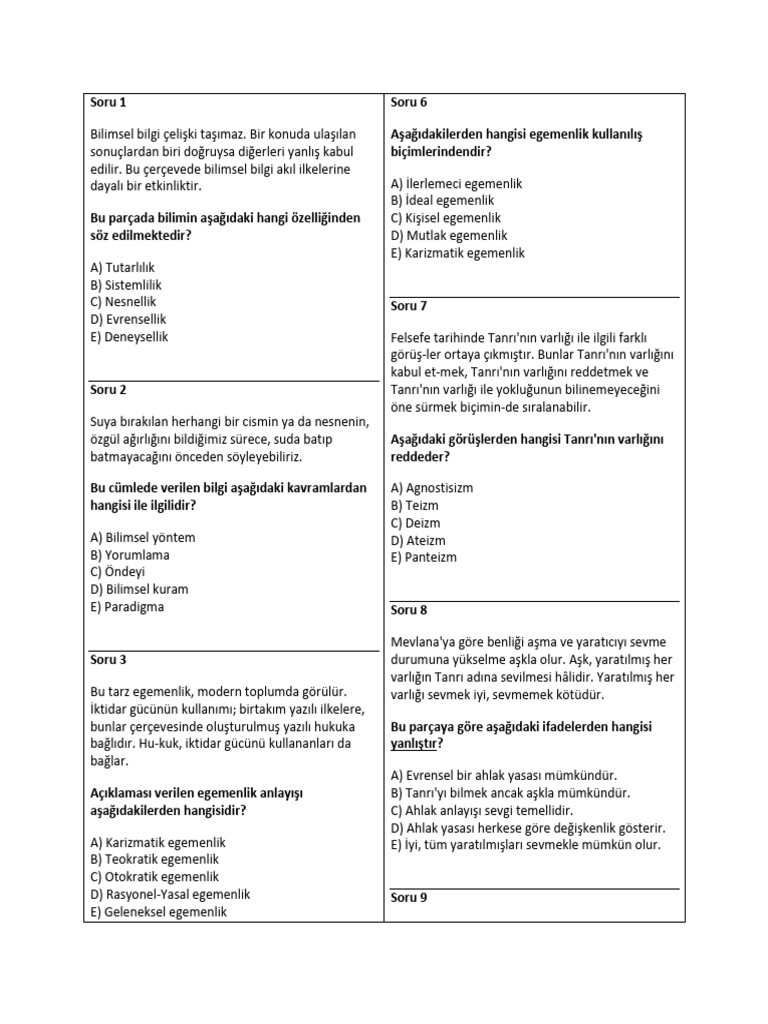Felsefe Sorular-6 | PDF
