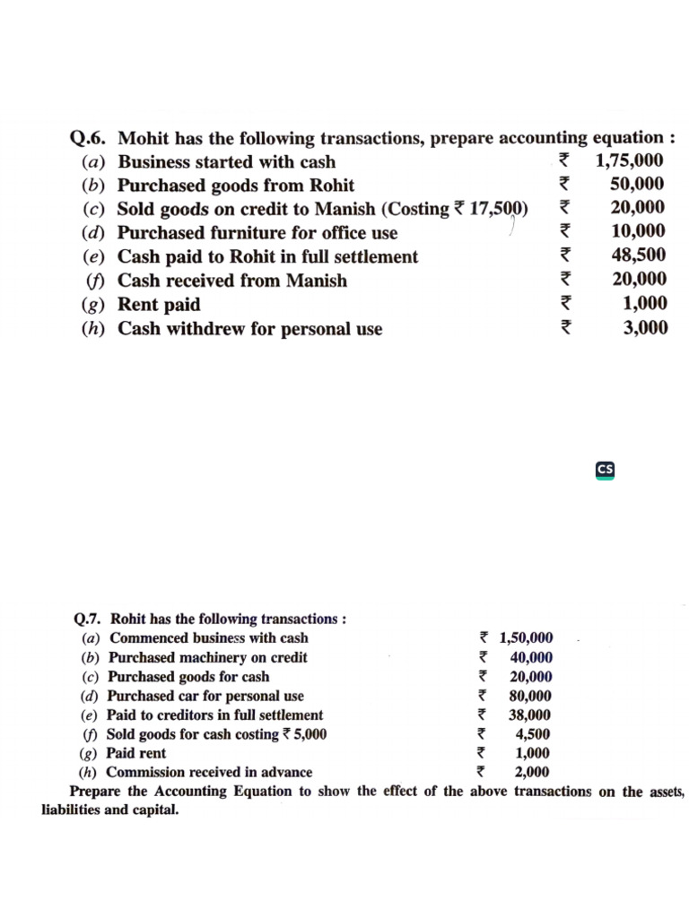 Class Xi Accounting Equation | PDF