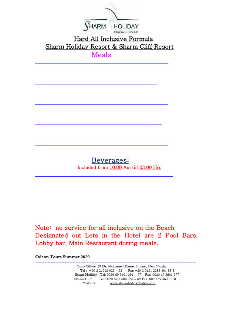 Hard All Inclusive Formula Holiday | PDF