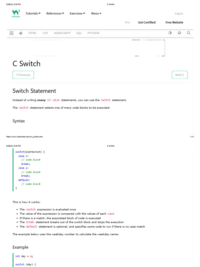 C Switch | PDF | Bootstrap (Front End Framework) | Workweek And Weekend