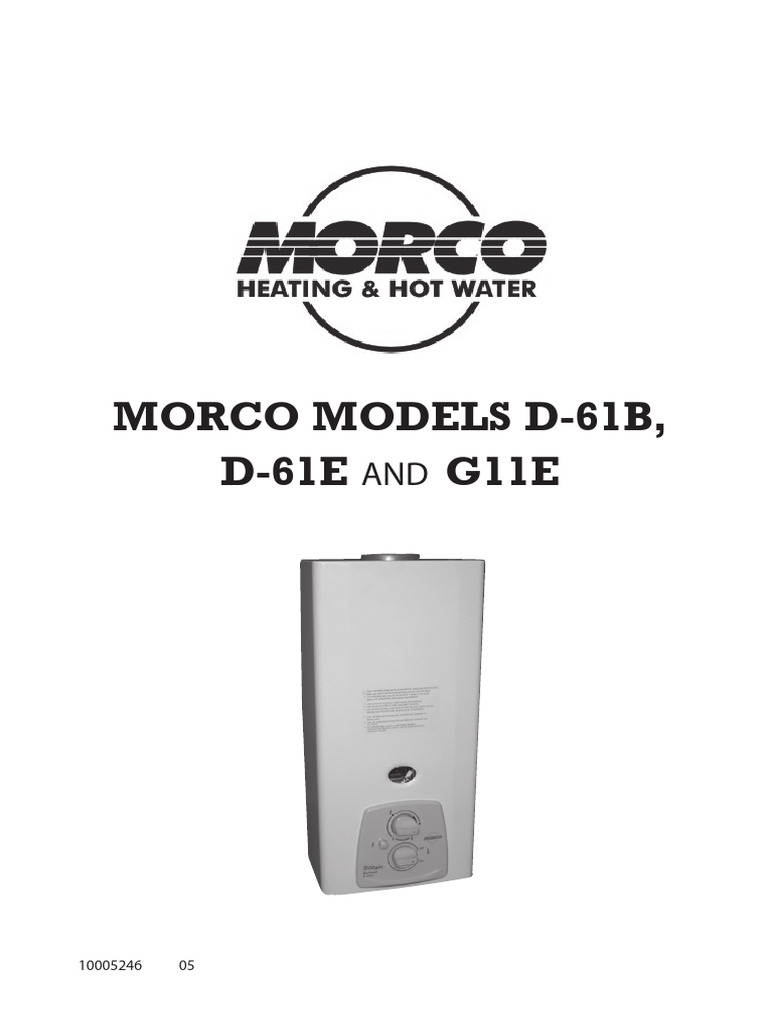 Morco D-61B, D-61E, G11E User Guide | PDF | Water Heating | Valve