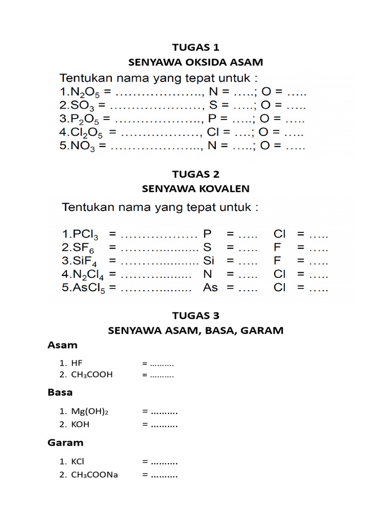 Latihan Soal Tata Nama Senyawa | PDF