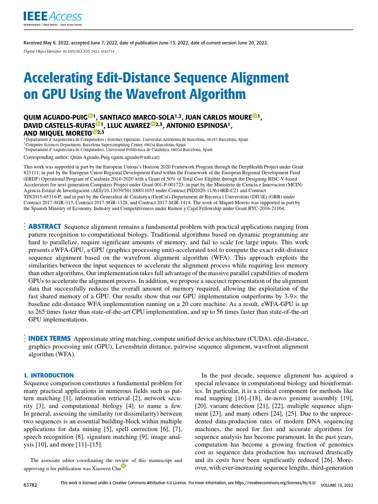 Accelerating Edit-Distance Sequence Alignment On GPU Using The Wavefront Algorithm | PDF ...