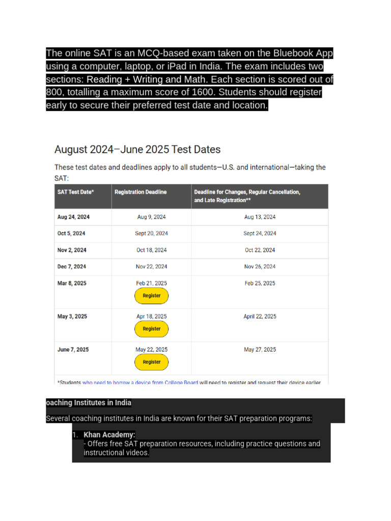 SAT Exam Format and Prep Options | PDF