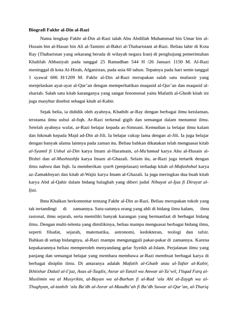 Maqasid Al Qur'an Al Razi | PDF