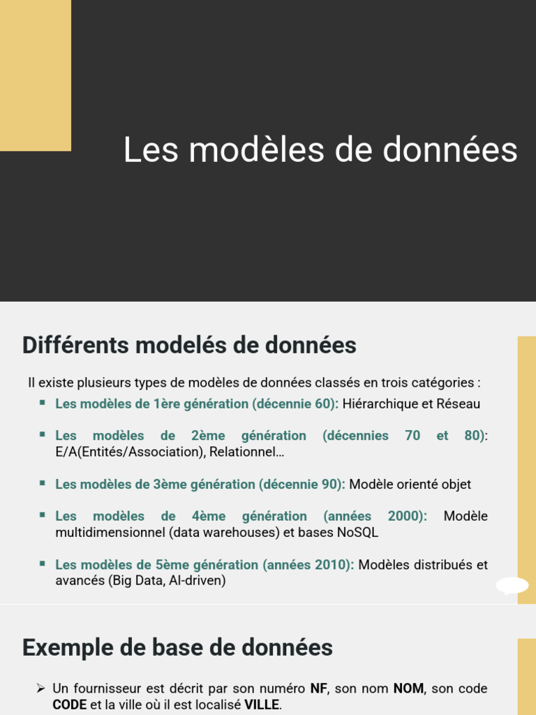 Modèles de données : catégories et exemples | PDF | Bases de données ...