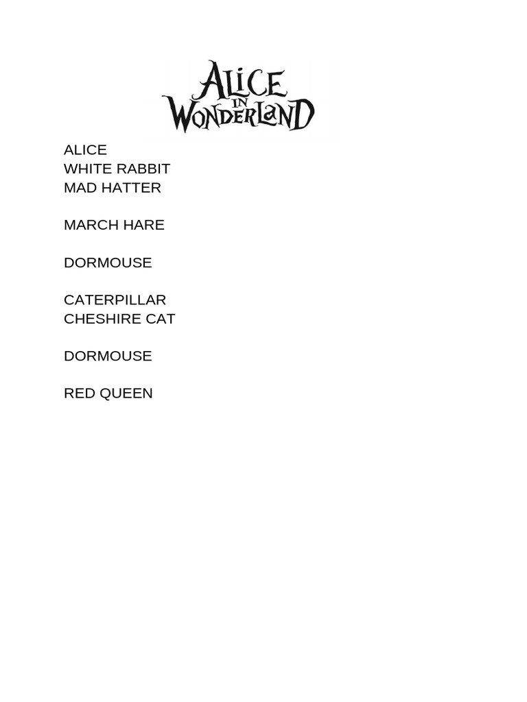 Alice's Adventures in Wonderland Script | PDF | Alice's Adventures In ...