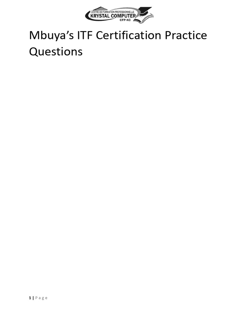 CompTIA IT Fundamentals Certification Practice Questions | PDF | Security | Computer Security