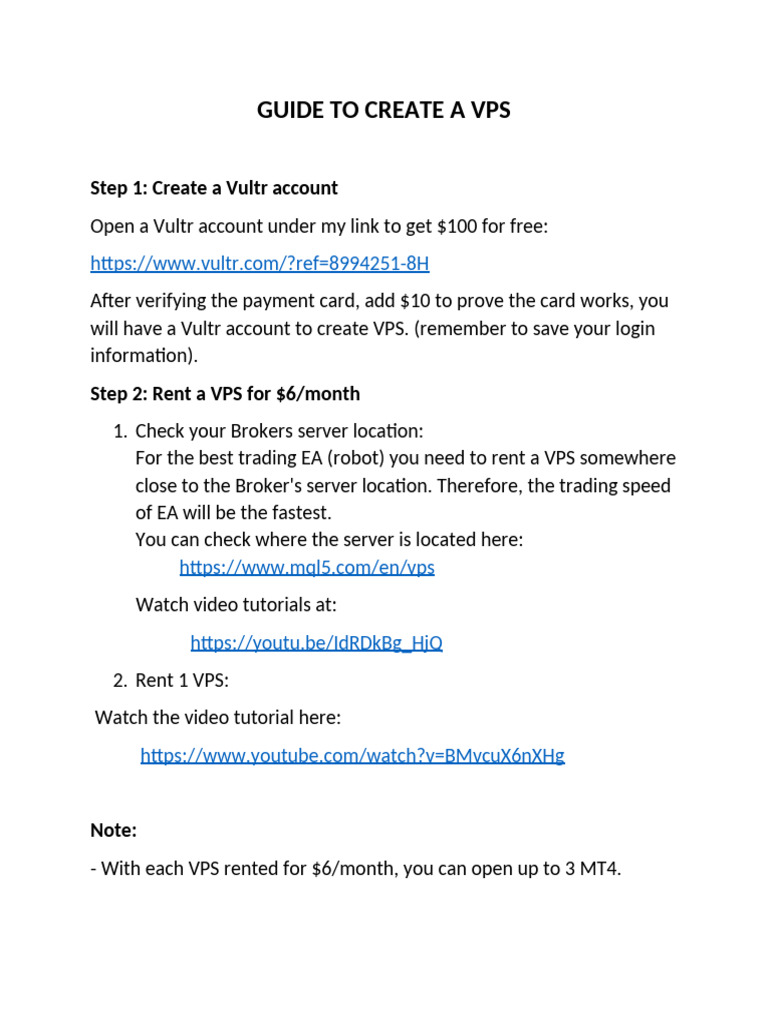 GUIDE TO CREATE A VPS | PDF