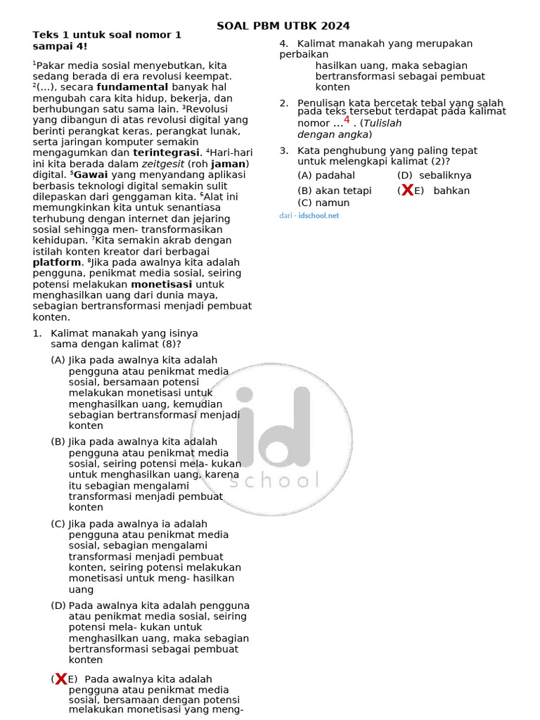 Soal PBM UTBK 2024 | PDF
