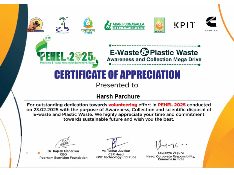 Pehel 2025 Volunteer Certificate 102 | PDF