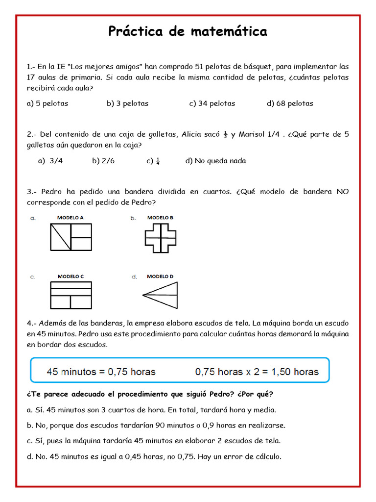 Práctica de Matemática Viernes | PDF