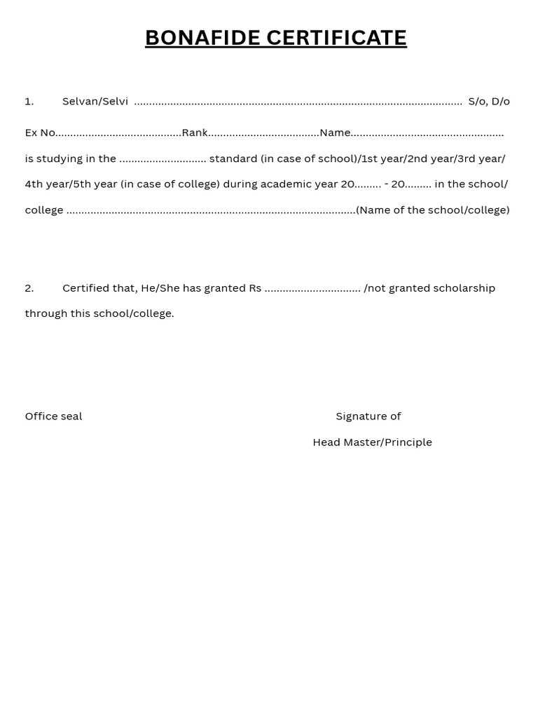 BONAFIDE CERTIFICATE | PDF