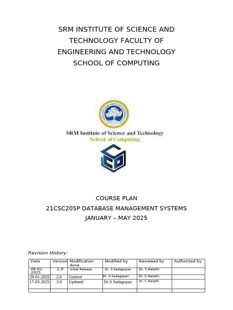 21CSC205P Database Management Systems-Updated - Students | PDF | Relational Database | Databases